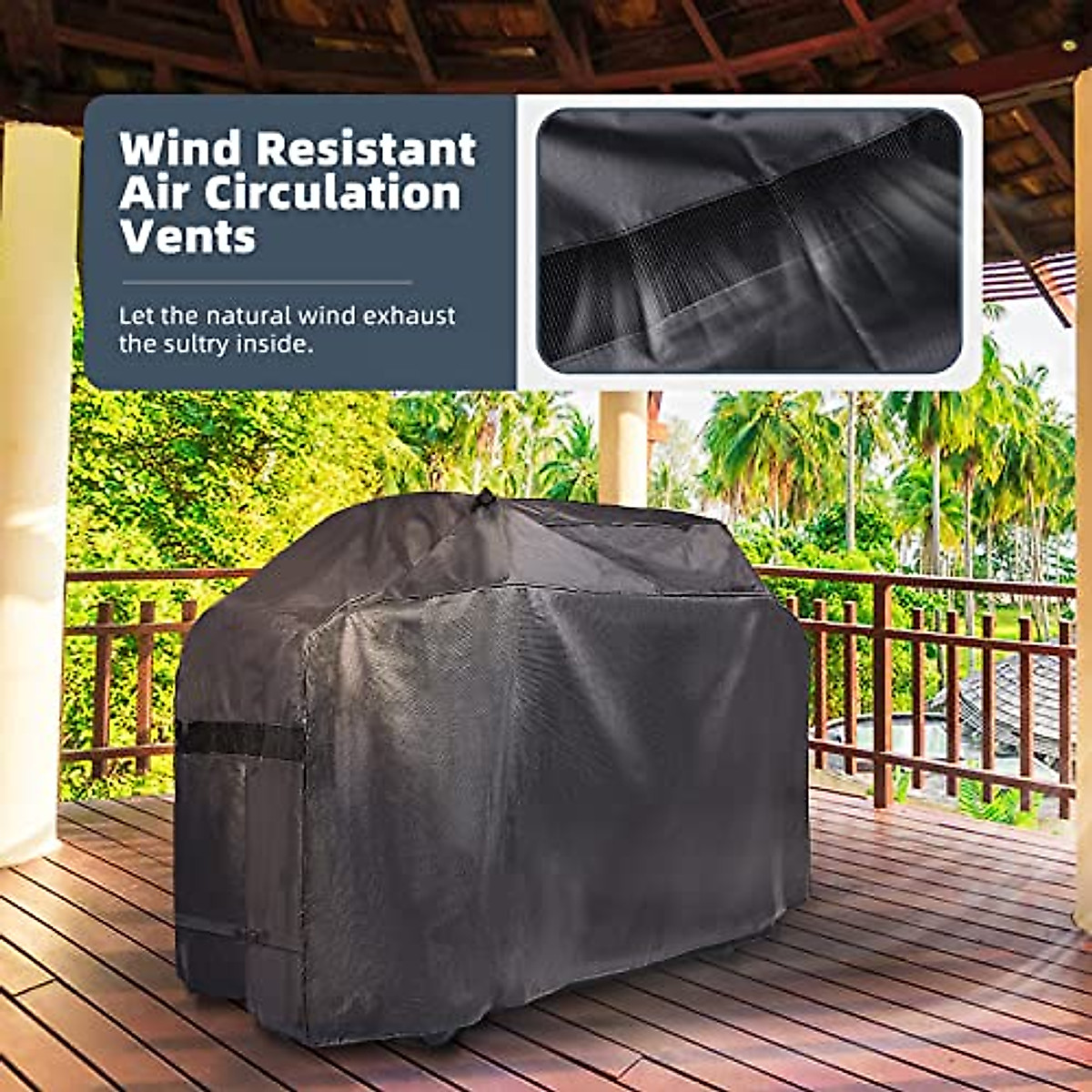 KPT Grill Covers Heavy Duty Waterproof 60-68 inch, BBQ Gas Grill Covers UV and Fade Resistant, All Weather Universal Black Charcoal Grill Cover for Weber, Brinkmann, Char Broil, Nexgrill