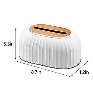 AESGXTU Home Tissue Holder with Spring, Desktop Liftable Napkin Storage Box with Lid for Living Room and Kitchen (White)