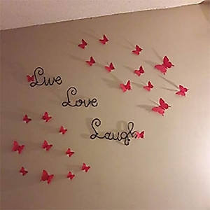 24Pcs 3D Butterfly Removable Mural Stickers Wall Stickers Decal for Kids Girls Baby Women Bedroom Bathroom Living Room Decor(red)