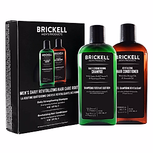 Brickell Men's Daily Revitalizing Hair Care Routine, Shampoo and Conditioner Set For Men, Mint and Tea Tree Oil Shampoo, Strength and Volume Enhancing Conditioner, Natural and Organic, Gift Set