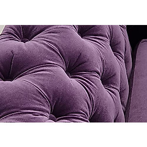 Iconic Home Modern Contemporary Tufted Velvet Down-Mix Cushons Acrylic Leg Sofa, Purple