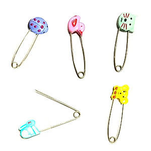 GTONEE Cute Animal Fruit Baby Safety Pins Secure Clips for Fastening Baby Clothes Diaper Napkins Stainless Steel 5CM 30PCS (Animal)
