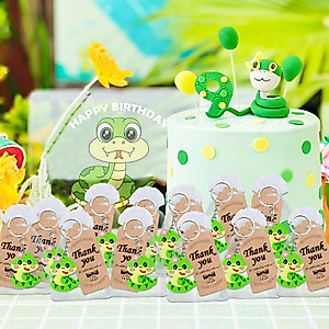 Elecrainbow 60 Pack Snake Party Favors Include 20 Snake Keychains, 20 Thank You Tags, 20 Gift Bags for Safari Party, Jungle Baby Shower, Animal Themed Kids Birthday, Wild ONE First Birthday