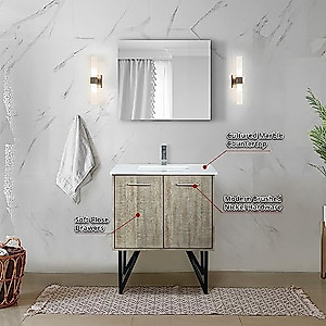 Bell+Modern Fairfield 30 in W x 20 in D Rustic Acacia Bath Vanity, Cultured Marble Top and 28 in Mirror