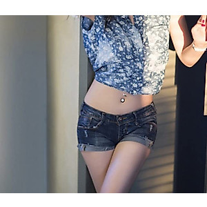 Anicina Belly Button Ring 14G Clear Diamond CZ Belly Rings Surgical Stainless Steel Navel Rings Butterfly Heart Devil Belly Button Piercing Jewelry for Women Silver