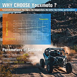 Youxmoto Sintered Brake Pads Fit For HONDA VT1100 VT1300 VTX1300/ NC 700/ CBR 600 900 929 954 1000/, Rear Brake Pads Fit For KAWASAKI EN650 / Fit For SUZUKI SV650 / Fit For YAMAHA YZF-R1 YZF-R6 FZ07