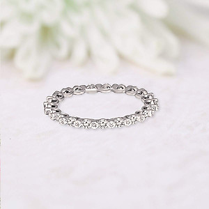 FRIENDLY DIAMONDS 5/8 Carat | 14K White Gold | IGI Certified Brilliant-Cut Lab Grown Tiny Bezel Eternity Diamond Ring | IJ-I2-I3 Quality