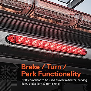 TRUE MODS 2pc 16" 11 Red LED Trailer Light Bar [DOT Compliant] [IP65 Waterproof] [Park/Brake/Turn Signal] Running Marker ID Trailer Tail Light for 80" Utility Marine Boat Trailers