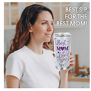 20 OZ Stainless Steel Vacuum Insulated Tumbler – Best Mom Ever Gifts for Mom, Daughter, Son, Gift for Mother's Day, Birthday, Thanksgiving, and Special Occasions (best mom ever)