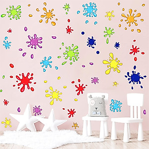 Colorful Wall Decals Color Paint Wall Stickers Watercolor Paint Splash Shape Wall Decals Fabric Splatter Splotches Peel and Stick Wall Stickers Kids Wall Stickers for Classroom Playroom