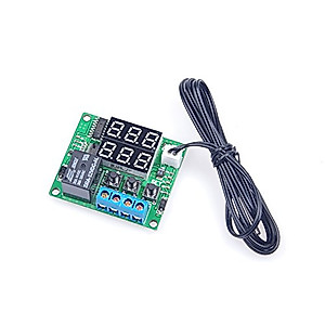 LM YN DC 12V Digital Thermostat Module -58℉ to 257℉ Fahrenheit Temp Display Temperature Controller Board with 20A Relay Waterproof Sensor Probe Dual LED Display Red Red