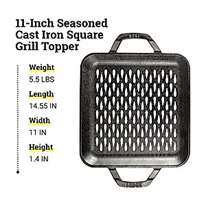 Lodge Cast Iron Chef Collection Square Grill Topper - 11 in