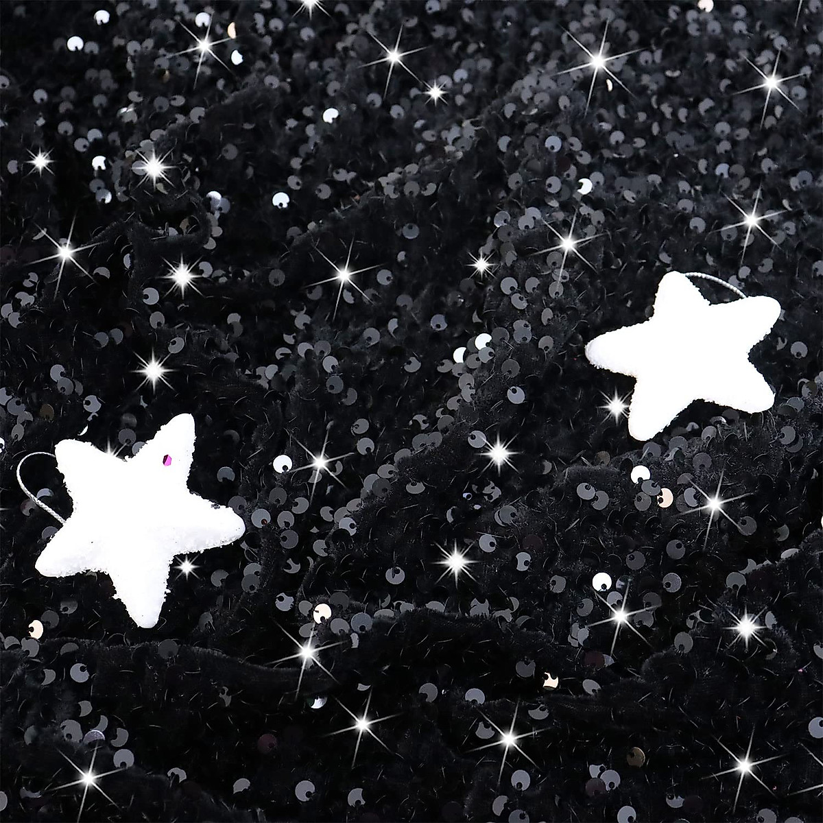 FOTSHARER Black Sequin Fabric by The Yard 1 Yard Velvet Fabric for Sewing Flip Sequins Material Sparkle Sequence Fabric Stretch Glitter Material for Wedding Dress Banquet Thick Quilting Mesh Fabric