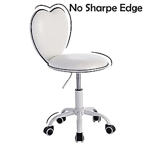 DM Furniture Swivel Kids Desk Chair Faux Leather Student Living Room Chair Thick Padded Adjustable Swivel Chair for Girls and Boys (White Seat)