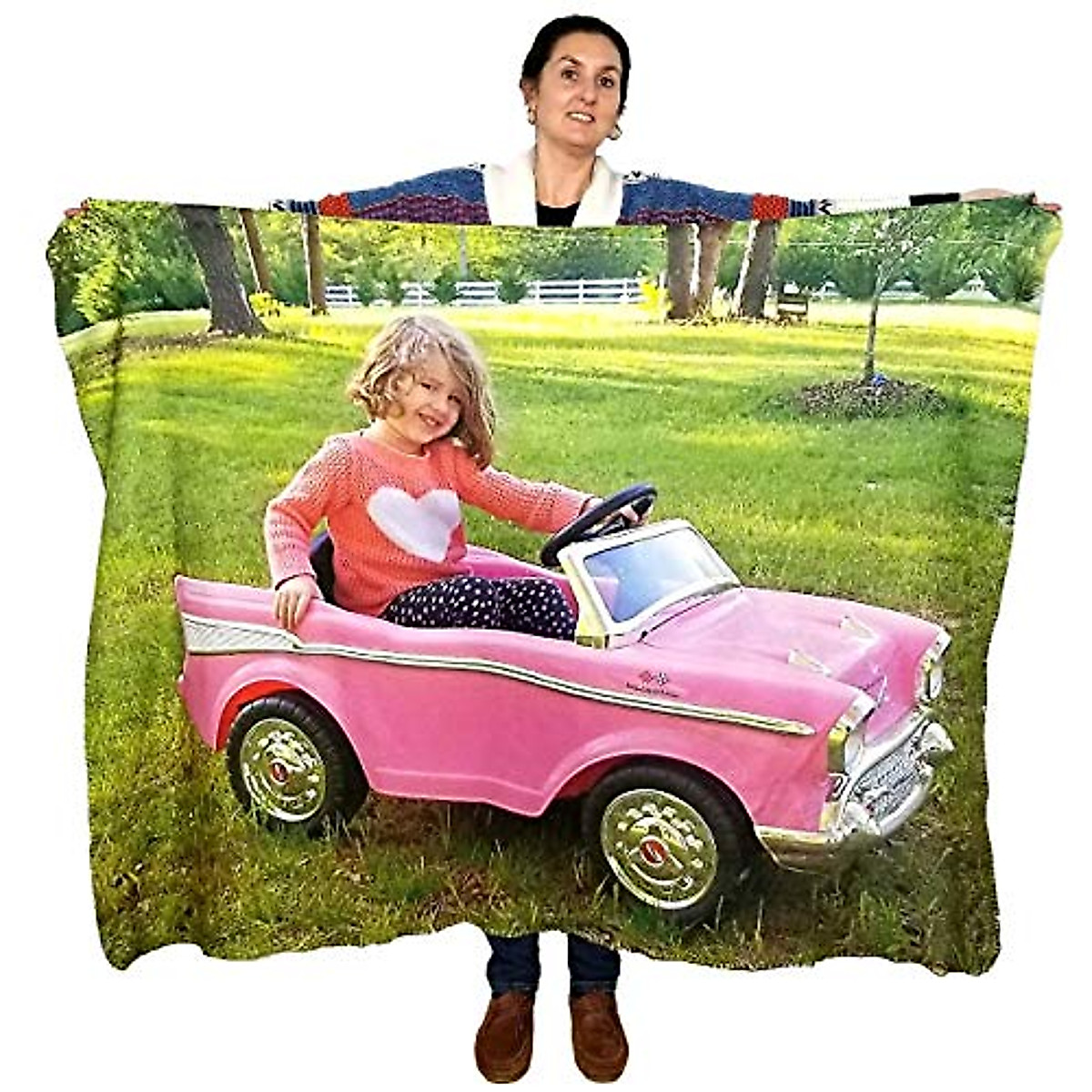 Pure Country Weavers Personalized Lux Fleece Printed Photo Blanket with Sherpa Backing - Customizable Gift Picture Throw - Made in The USA (50x60)