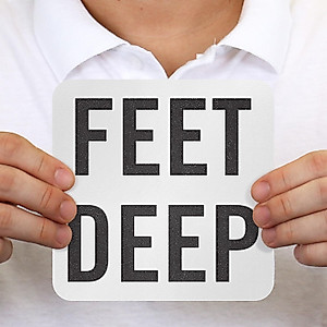 SmartSign “Feet Deep” Adhesive Pool Depth Marker/Sign, 4" Letter Height, 20 mil Laminated Vinyl with Anti-Skid Pebbled Surface, 5.75" x 5.75", Black and White, Made in USA