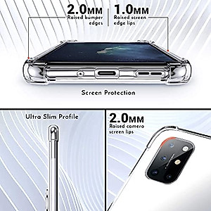 Shields Up for OnePlus 8T Case, 1+8T Case, Minimalist Wallet Case with Card Holder and Ring Kickstand/Stand, [Drop Protection] Slim Protective Cover for OnePlus 8T - Clear