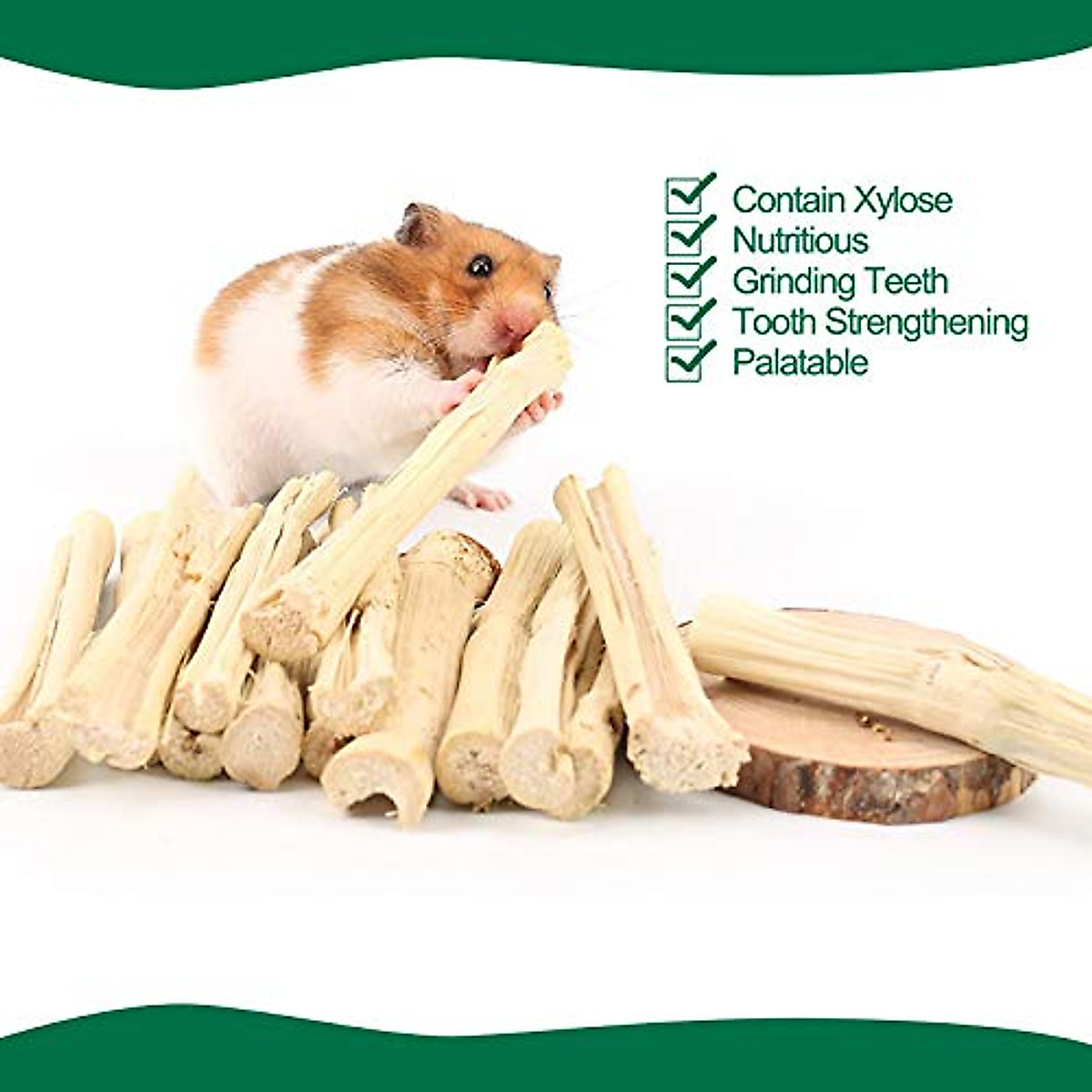 BWOGUE 100g Pet Snacks Sweet Bamboo Chew Toy for Squirrel Rabbits Guinea Pigs Chinchilla Hamster (About 10-14 Sticks)