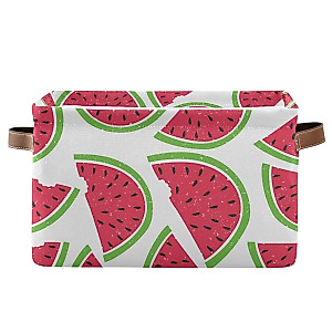Rectangular Storage Bin Patron Sandia Watermelon Basket with Handles - Nursery Storage, Laundry Hamper, Book Bag, Gift Baskets