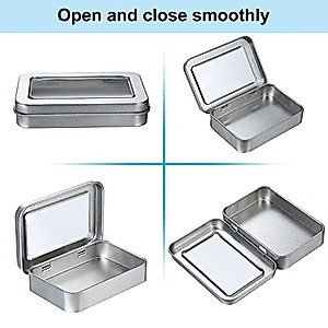Rectangular Hinged Tins Box Metal Rectangular Empty Container Metal Storage Organizer Tins Small Metal Empty Hinged Tins Mini Portable Box Containers with Clear Window for Candies (24)