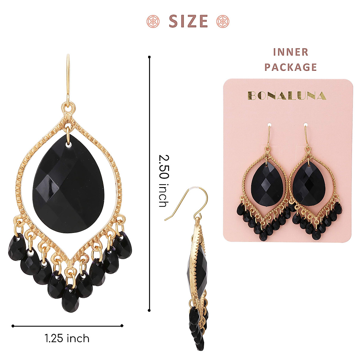Bohemian Multi Beads Tassel Chandelier Dangle Drop Earrings for Women