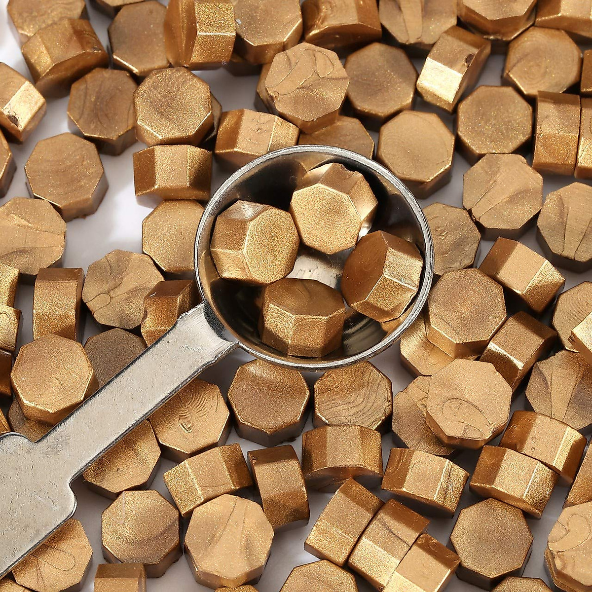 Yoption 360 Pcs Metallic Antique Gold Sealing Wax Beads Set for Wax Seal Stamp with Candles and Melting Spoon