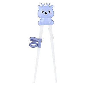 Learning Chopsticks Cartoon Training Tableware Kids Baby Eating Helper(type 2,blue)