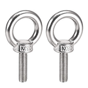 uxcell Lifting Eye Bolt M10 x 35mm Male Thread 304 Stainless Steel for Hanging, Pack of 2