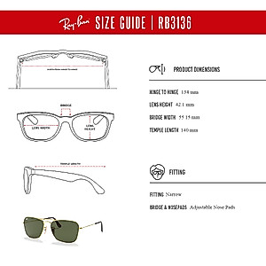 Ray Ban RB3136 CARAVAN Sunglasses For Men For Women, Gold/Dark Green, 55 mm