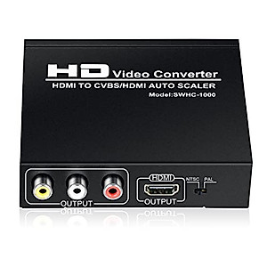 HDMI to RCA and HDMI Adapter Converter, NEWCARE HDMI to HDMI+3RCA CVBS AV Composite Video Audio Adapter/Splitter, with Power Adapter Support 1080P, PAL, NTSC, for HD TV, Older TV,Camera, Monitor, etc