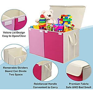 VICTORICH Toy Box Chest, Collapsible Sturdy Storage Bins with Lids, Extra Large Kids Toy Storage Organizer Boxes Bins Baskets for Kids, Boys, Girls, Nursery Room, Playroom (V-Red)