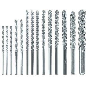 BOSCH BM5000 14-Piece Fast Spiral Rotary Masonry Carbide Tip Bits Assorted Set for Rotary Drilling Applications in Block, Brick, Masonry