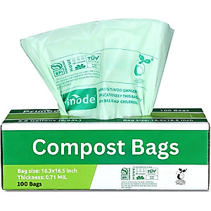 Compost Bags, Compostable Trash Bags 2.6 Gallon Compostable Bags 100 Count Small Compost Bags for Countertop bin Extra Thick 0.71 Mil. ASTM D6400 Certified By BPI and TÜV AUSTRIA