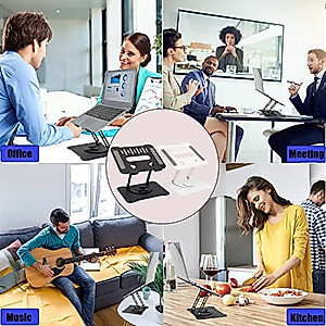 NIWOLT Laptop Stand Adjustable Computer Stand with 360° Rotating Base, Ergonomic Laptop Riser for Collaborative Work, Dual Rotary Shaft Foldable Notebook Stand, fits for All 10-16" Laptops (White)