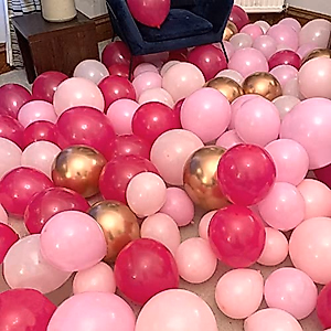 Pink Balloon Garland Arch Kit Hot Pink Rose Gold Chrome Balloon with Heart Lip Silver Disco Ball Balloon for Girls Birthday Princess Theme Party Background Bridal Shower Barbie Baby Shower Decorations