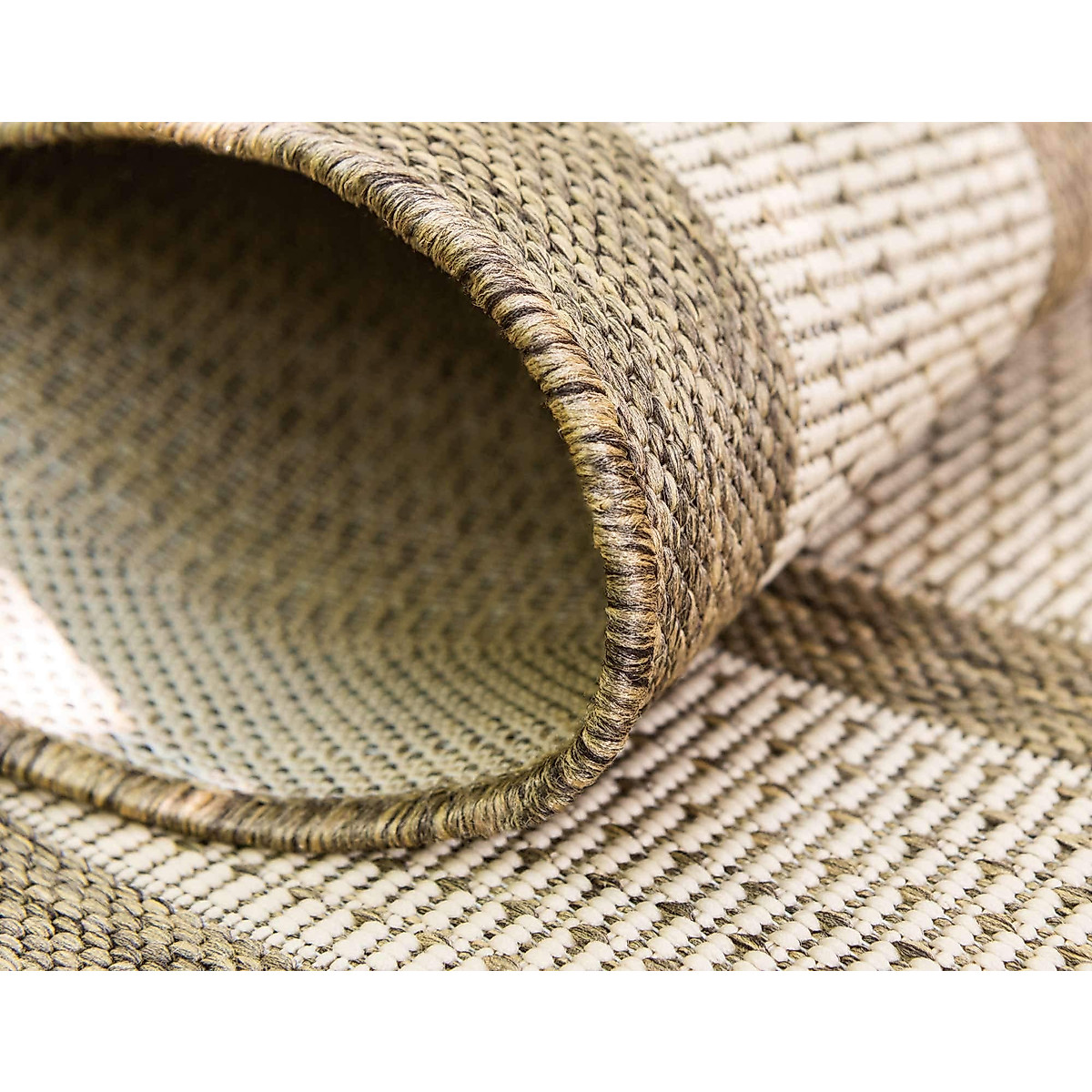 Unique Loom Outdoor Border Collection Area Rug - Border (7' 10" x 11' 4" Rectangle, Beige/ Brown)