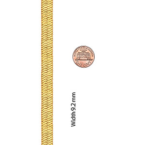 LIFETIME JEWELRY 9mm Flexible Herringbone Chain Necklace 24k Real Gold Plated (22 inches, Gold)