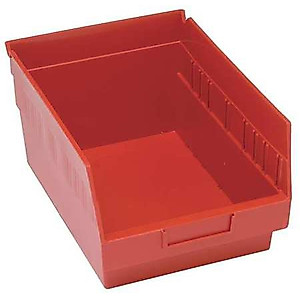 MDMprint Shelf Storage Bin, Red, Polypropylene, 11 5/8 in L x 8 3/8 in W x 8 in H, 60 lb Load Capacity