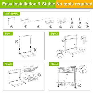 Mlinavn 2 Pack Under Sink Organizer,Pull Out Cabinet Organizer 2 Tier Slide Out Sink Shelf Cabinet Organizer and Storage,Adjustable Under Counter Organizers for Under Kitchen Bathroom Organization