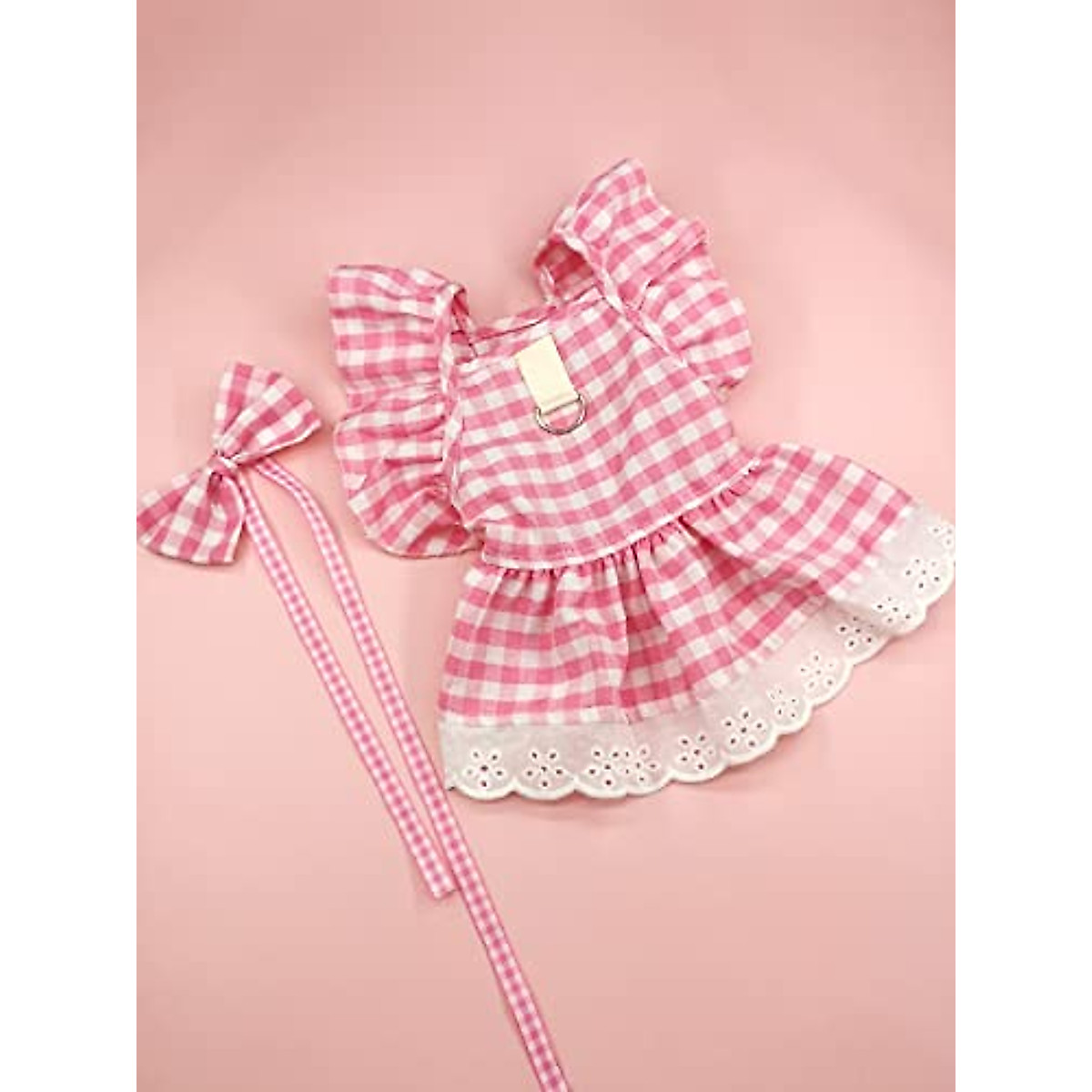 QWINEE Cute Dog Dress Ruffle Trim Cat Lace Princess Dresses with Bow Decor Puppy Tutu Skirt Holiday Party Costume Outfit for Small and Medium Cats Dogs Kitten Pink A Large