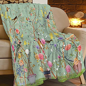 Exroozy Bird Floral Throw Blanket Flower Bird Blanket Gifts for Women Men Adults Kids Ultra Soft Cozy Warm Plush Fleece All Season Blanket Decoration for Couch Bed Sofa Chair Dorm 40''X50''