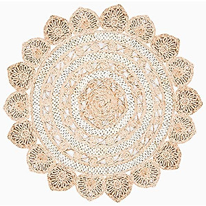 SAFAVIEH Natural Fiber Round Collection 6' Round Ivory NF160B Handmade Boho Charm Farmhouse Jute Area Rug