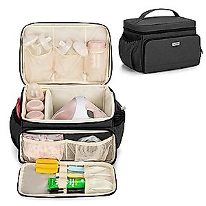 Luxja Breast Pump Bag Compatible with Spectra S1 and S2, Pumping Bag for Breast Pump and Extra Parts (Suitable for Home or Travel Use), Black (Patent Pending)