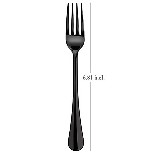 Black Salad Forks Set for 8, Stainless Steel 6.8-Inch Dessert Fork 8-Piece, Mirror Polished, Dishwasher Safe