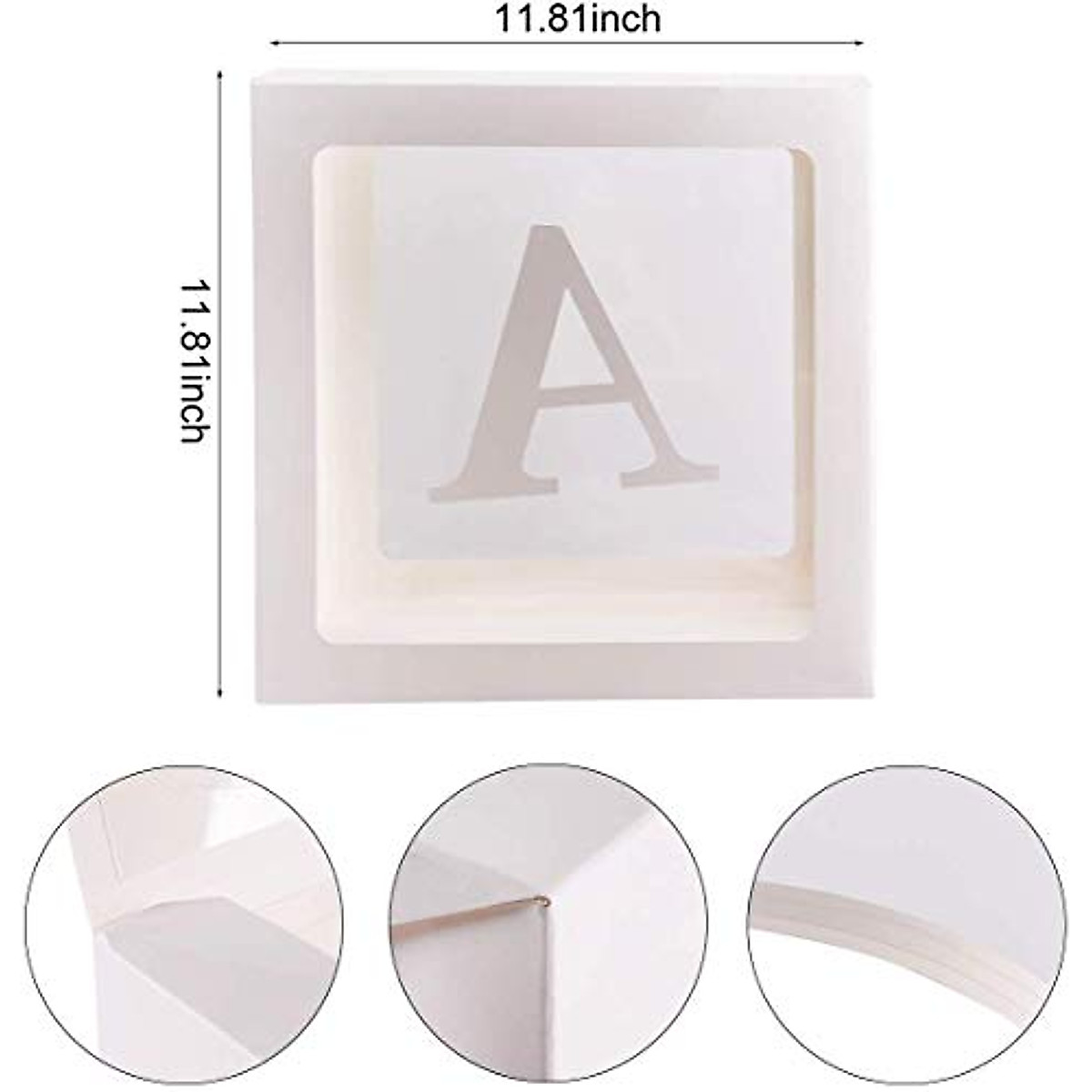 Baby Shower Balloon Boxes Decorations - Baby Boxes with 27 Letters,4pcs Transparent Baby Blocks for Gender Reveal,Wedding，Grad Decorations,Boy Girl Birthday Party Decorations, DIY Name Combination