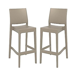 Home Square Resin 29.5" Barstool in Taupe - Set of 2