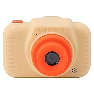 Selfie Camera Toy, Portable Front Rear Lens Kids Digital Camera USB Rechargeable with 32G Card for Outdoor (Beige)