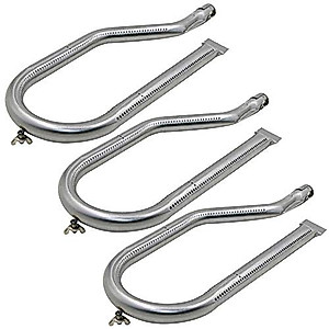 Hisencn Stainless Steel Gas Grill Burner Replacement, BBQ Tube Pipe Burner Parts for Costco Kirkland 720-0011, 720-0108, 720-0021, Nexgrill, Virco Classic Models, 16 1/2 inch x 6 1/8 inch,Set of 3
