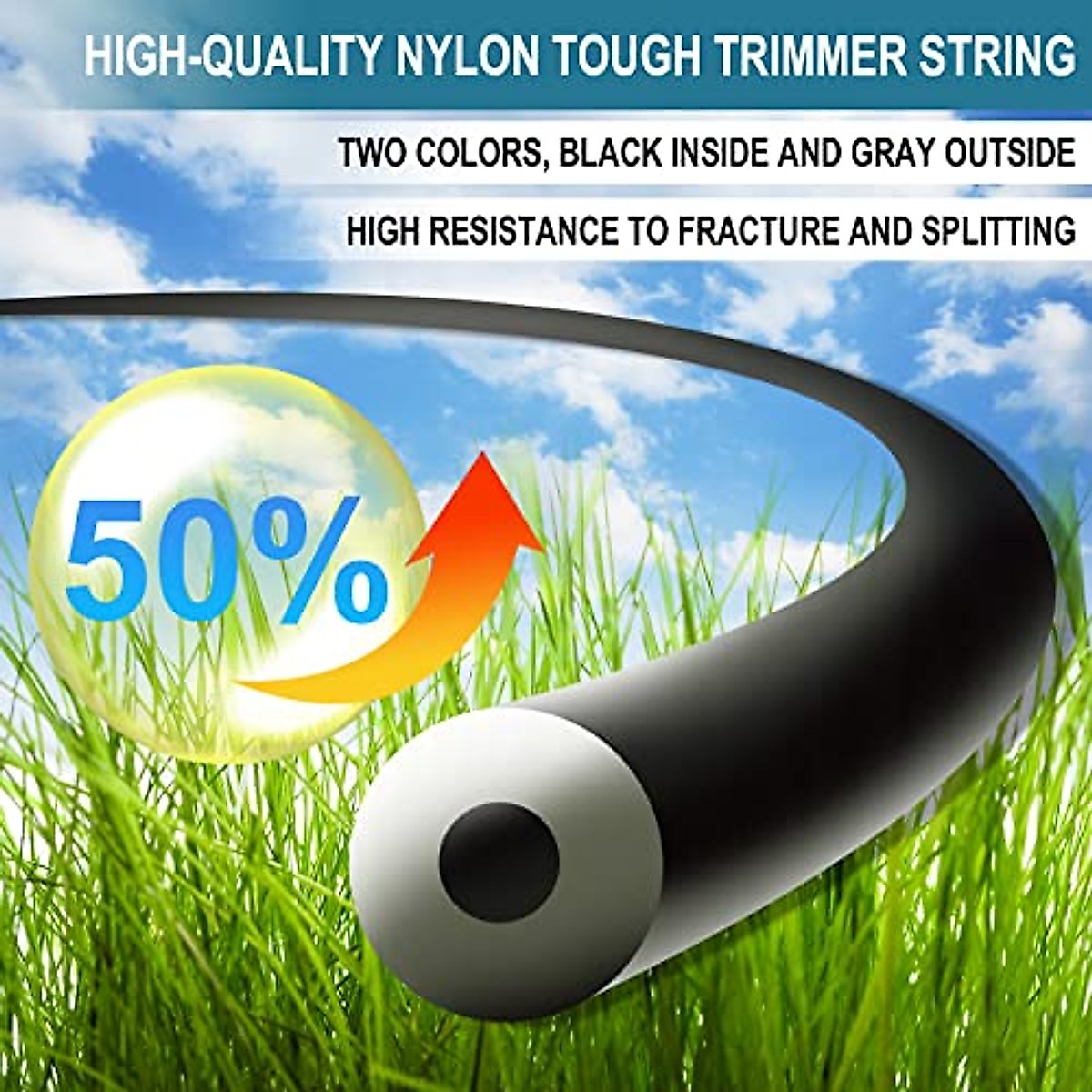 String Trimmer Line（0.080 inches x 403 foot）Premium Nylon Round Trimmer Spool Line For Worx，Grass Cutter Machine，Electric String Trimmers，Hus-qvarna, Ryobi, Echo, Weed Eater, Craftsman