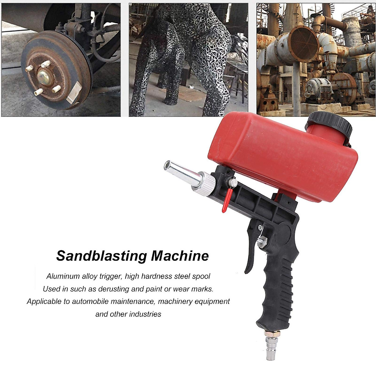 Pneumatic Sandblasting Gun, Small Handheld Sand Blaster Machine Blasting Tool 90PSI 21lbs Capacity